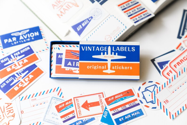 Vintage Airmail Stickers | Happy Mail Sticker Pack, Par Avion, Sticker ...