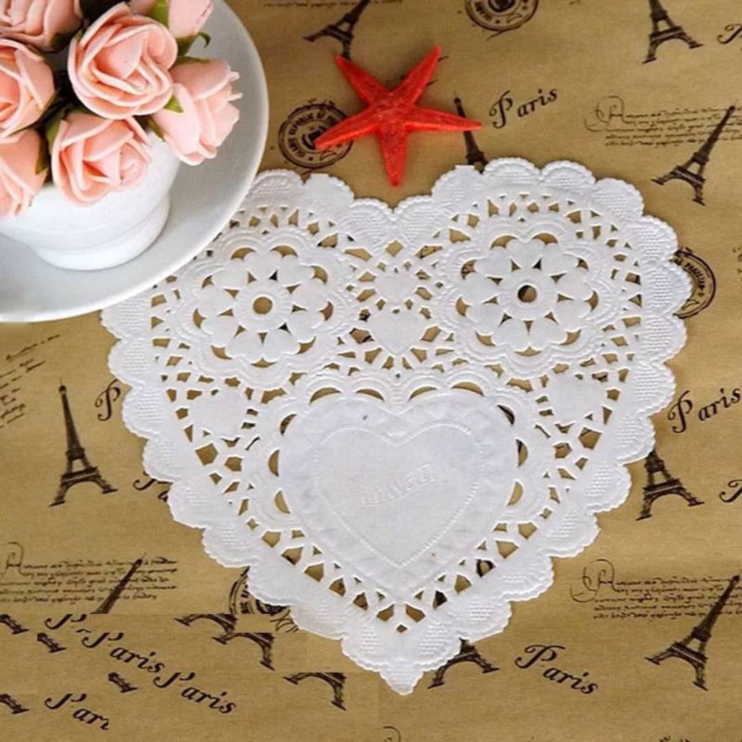 5.5 Inch Heart Doilies, Paper Heart Doily, Valentines Day Doilies ...