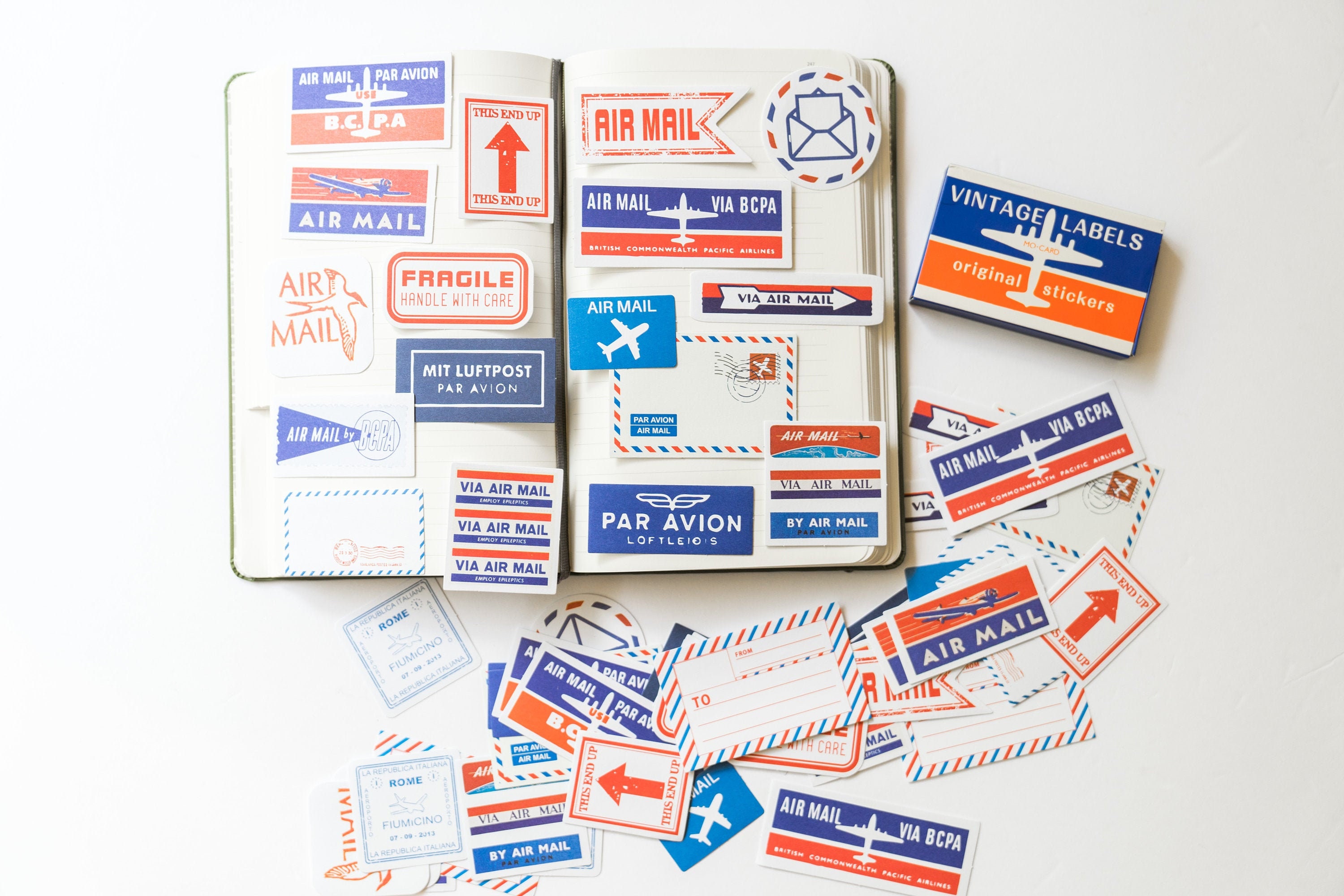 Vintage Airmail Stickers Happy Mail Sticker Pack Par Avion | Etsy