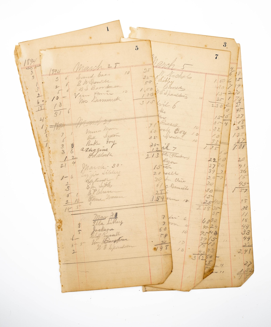 Antique 1890s Vintage Ledger Paper | Handwritten Accounting Document ...