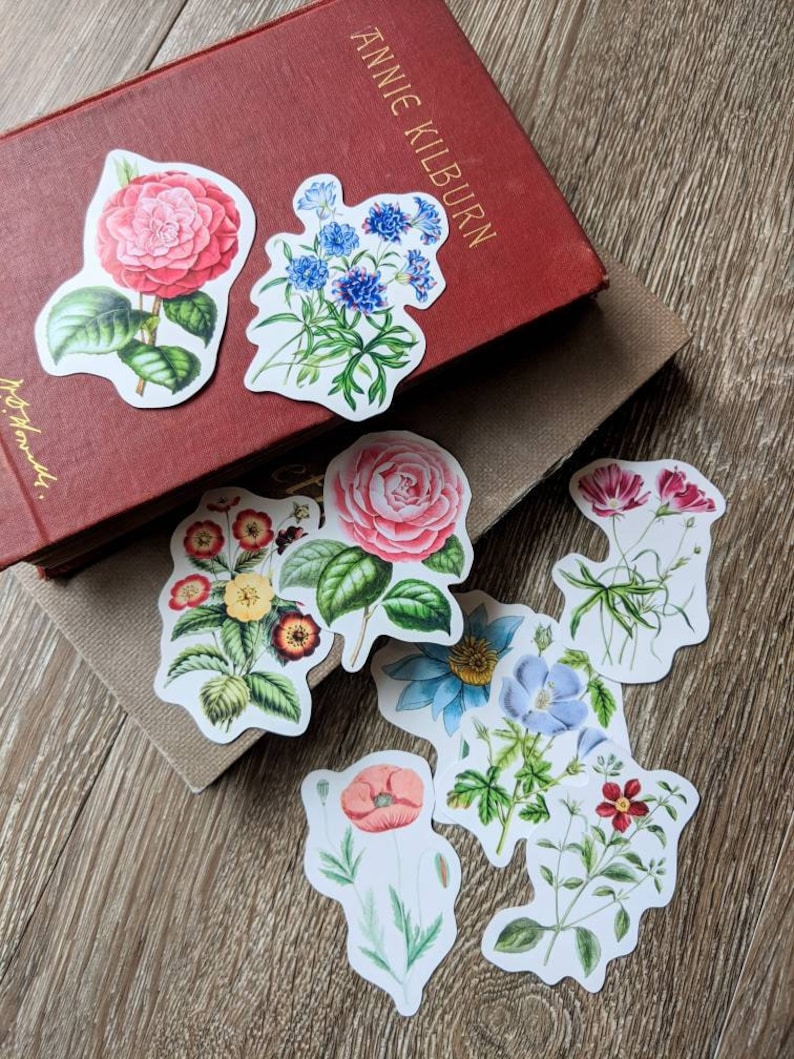 Vintage Floral Stickers Pack Botanical Stickers Ephemera | Etsy