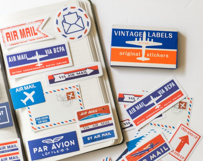 Vintage Airmail Stickers | Happy Mail Sticker Pack, Par Avion, Sticker ...