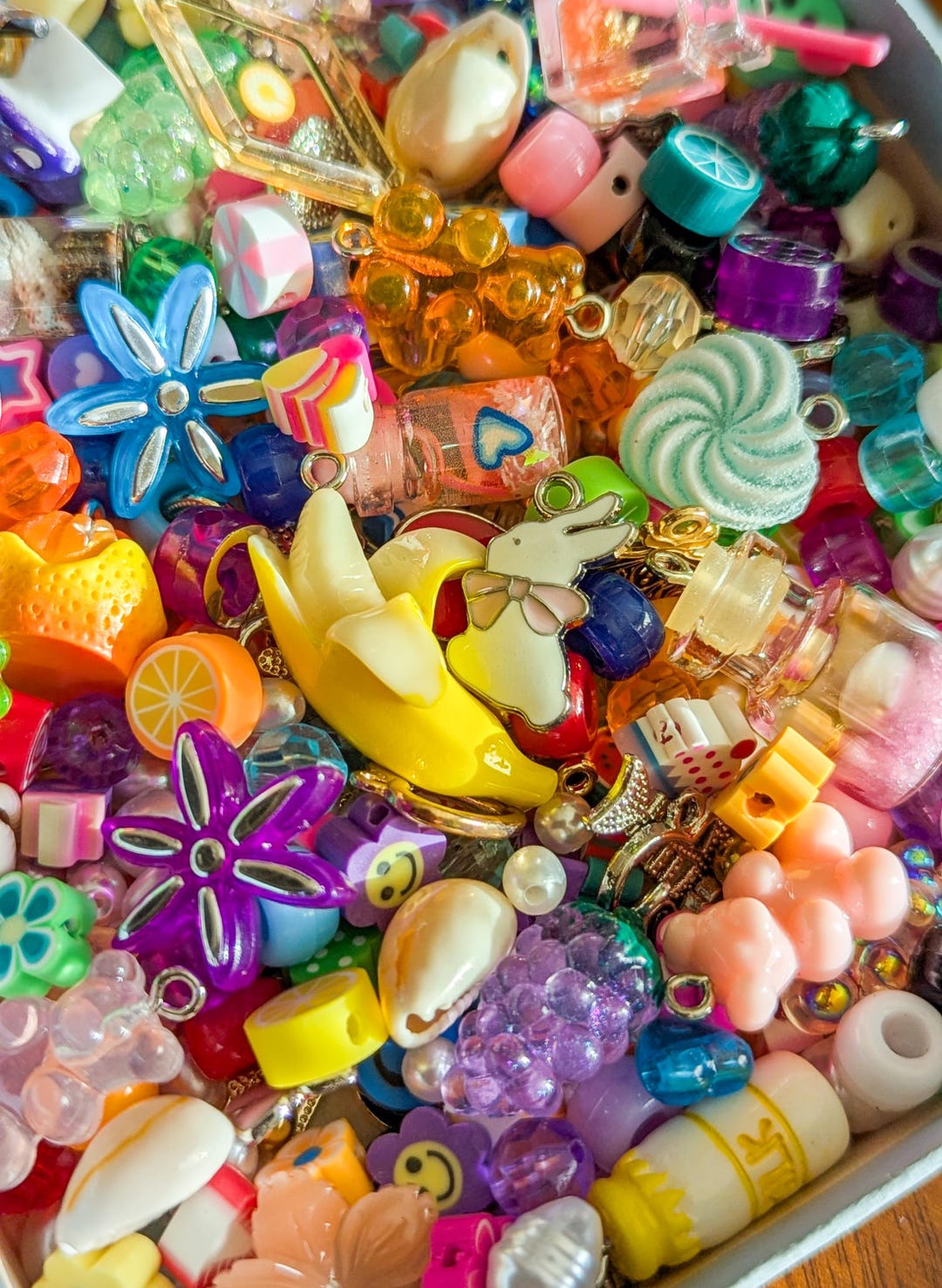 Kandi Bead Soup and Charm Mix Diy Jewelry Making Kit for Kids Rainbow ...