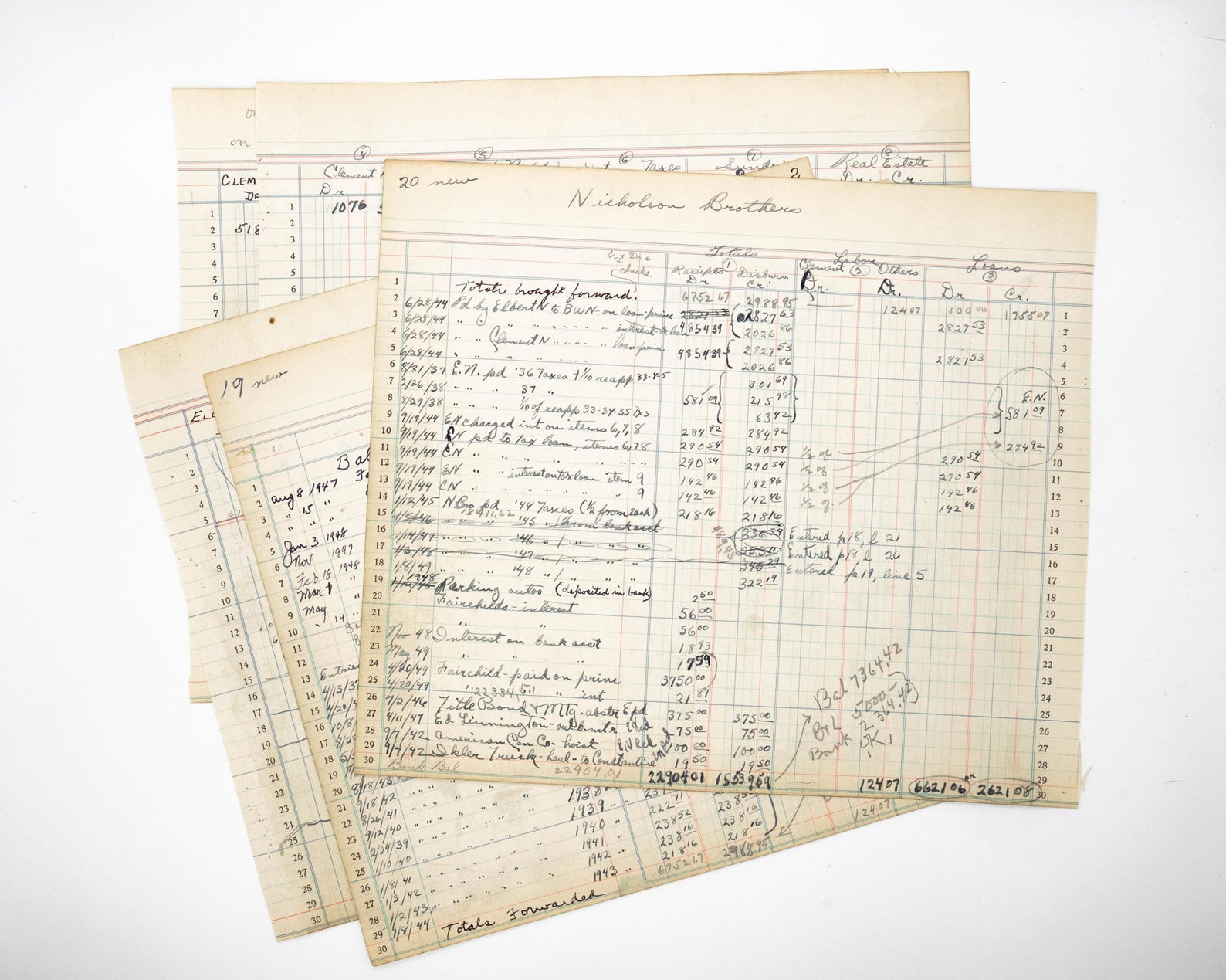 Antique 1940s Vintage Ledger Paper | Handwritten Accounting Document ...
