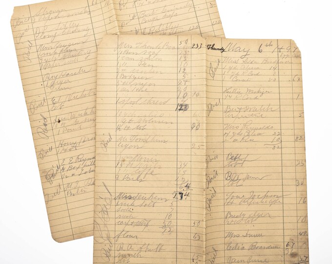 Antique 1890s Vintage Ledger Paper | Handwritten Accounting Document ...