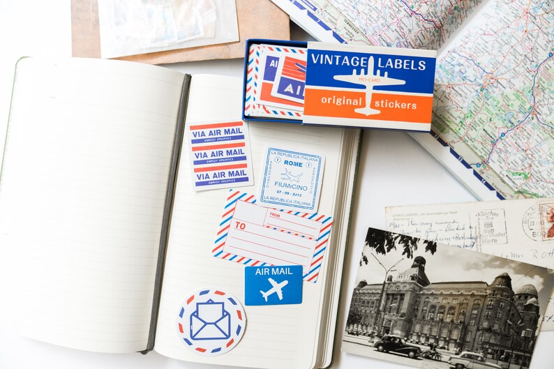 Vintage Airmail Stickers | Happy Mail Sticker Pack, Par Avion, Sticker ...