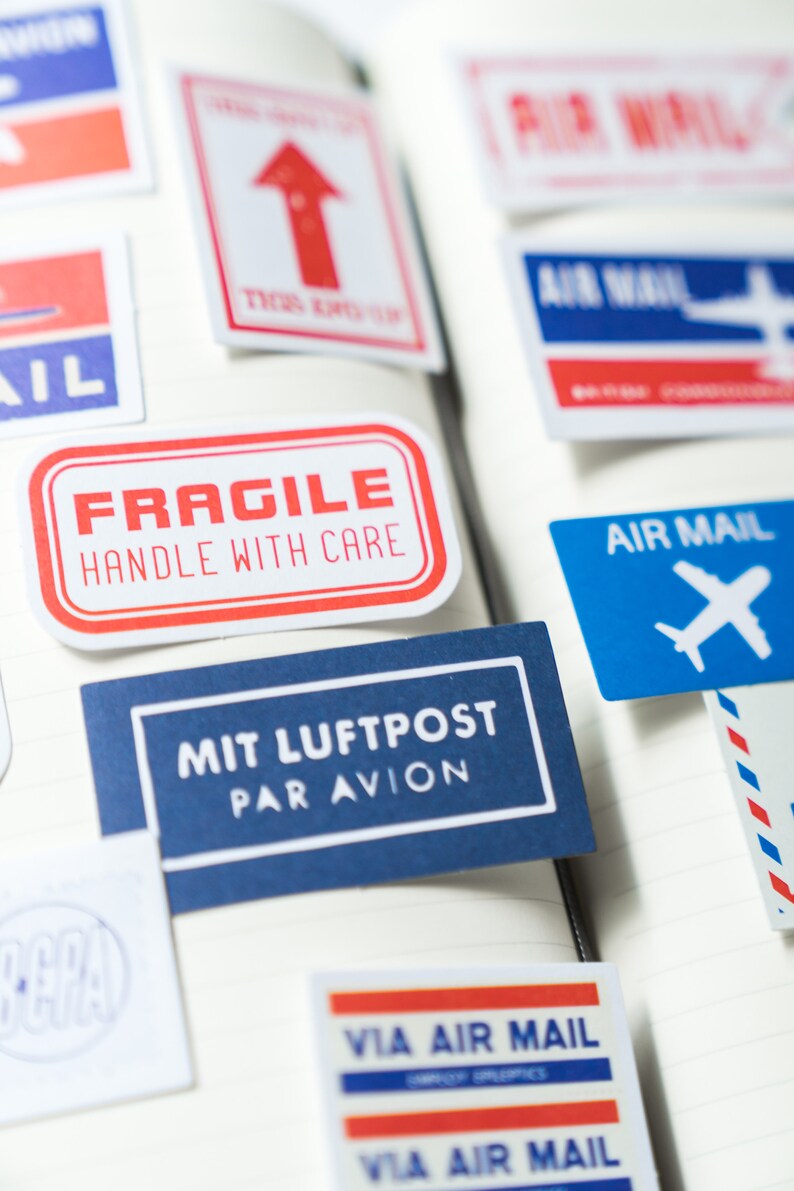 Vintage Airmail Stickers Happy Mail Sticker Pack Par Avion - Etsy