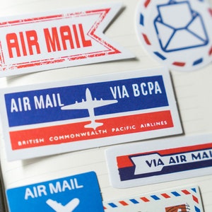 Vintage Airmail Stickers | Happy Mail Sticker Pack, Par Avion, Sticker ...