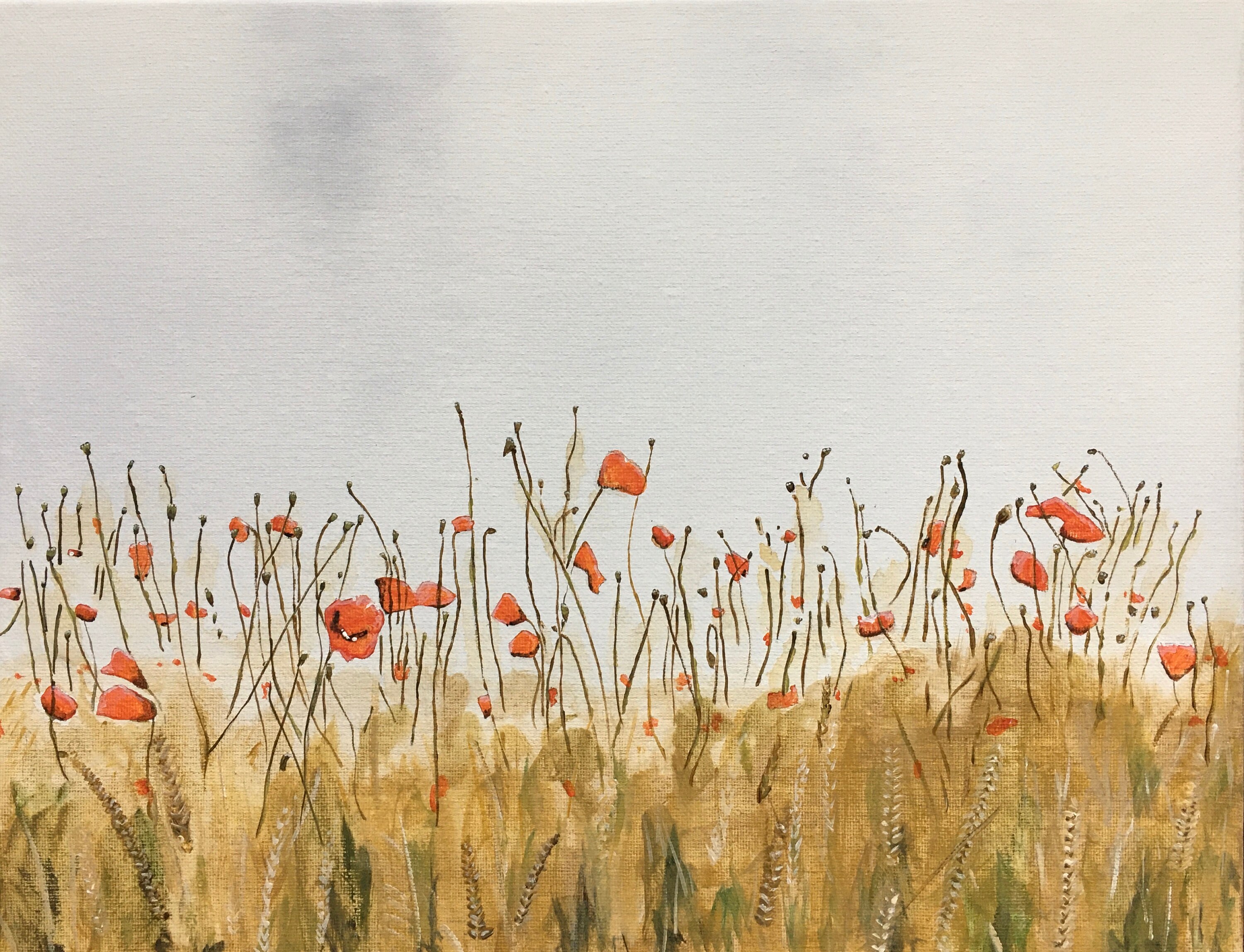 Poppies Landscape Painting on Canvas, Original Art, Poppies Painting ...