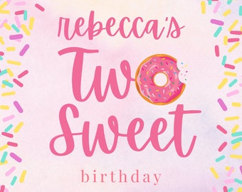 Two Sweet Birthday Welcome Sign 2nd Birthday Welcome Poster Dessert ...