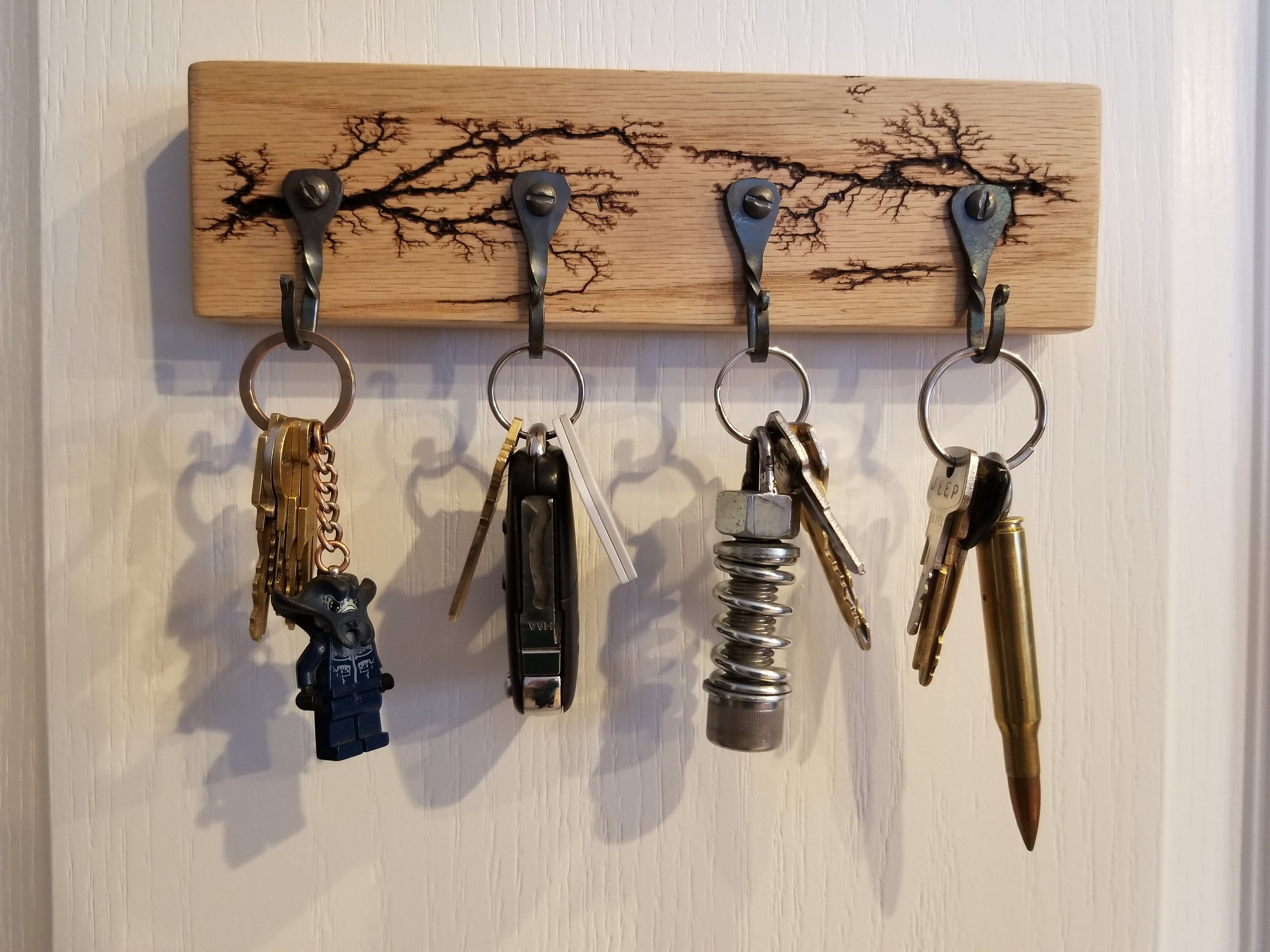 Key Holder, Lichtenberg Figures, Fractal Wood Burning, Home Decor, Man ...
