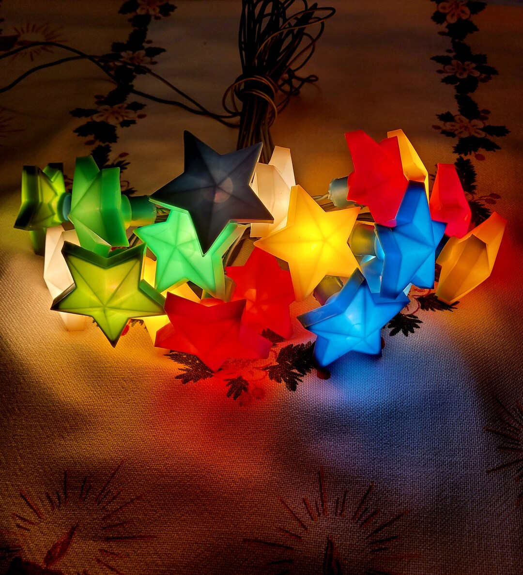 Old Vintage 1960s Soviet Electric Lights Stars Garland Christmas Tree ...