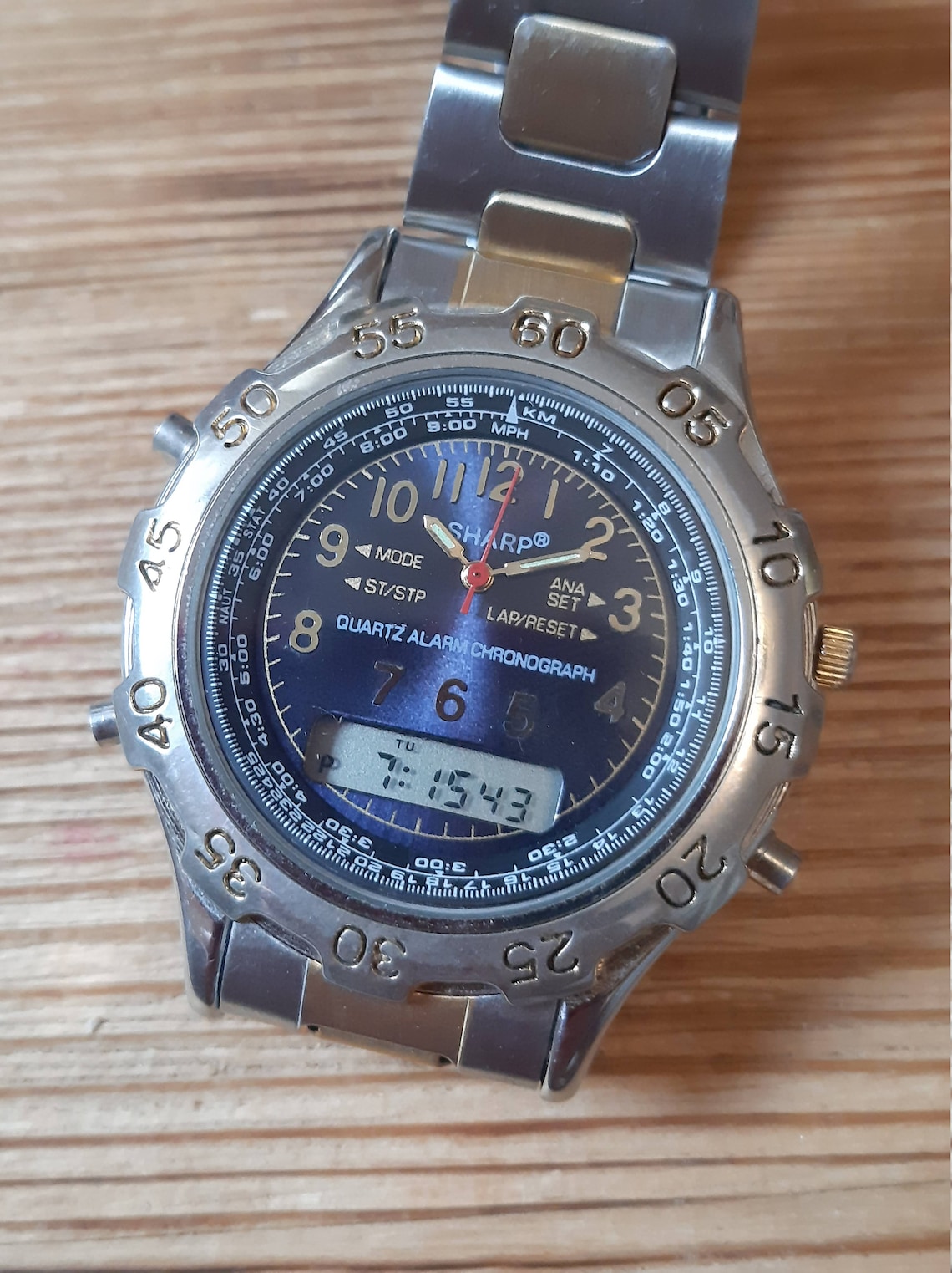 Vintage Sharp Quartz Alarm chronograph wrist watch. Japan | Etsy