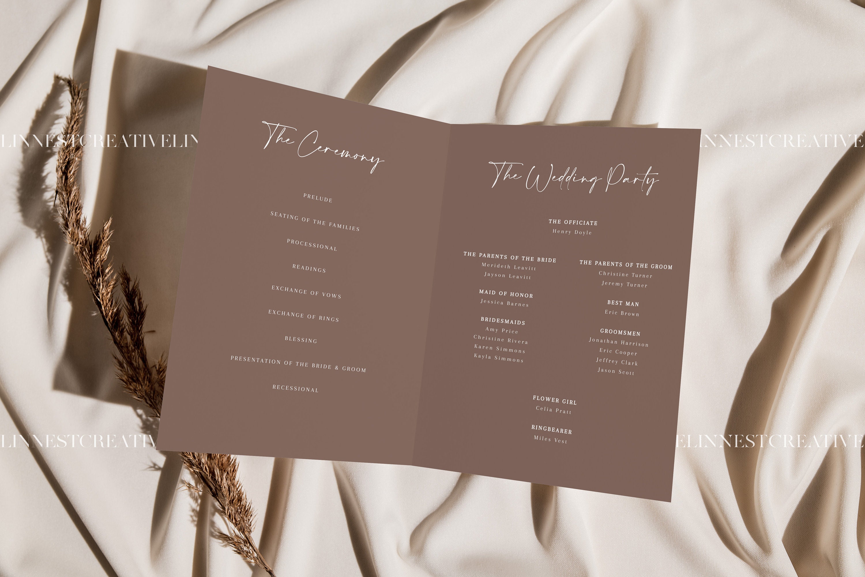 Folded Card Mockup 5x7, Folded Wedding Program Mockup, Booklet Mockup ...