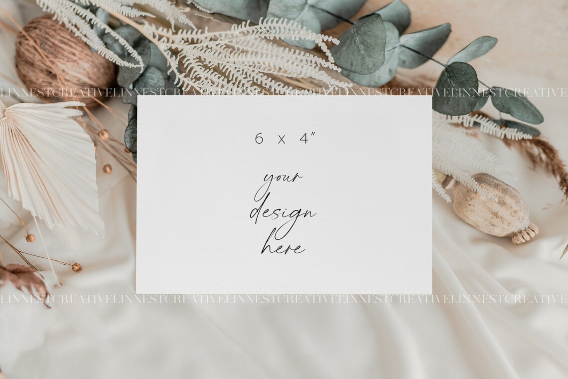 6x4 card mockup Boho card mockup Smart Object Wedding mock | Etsy