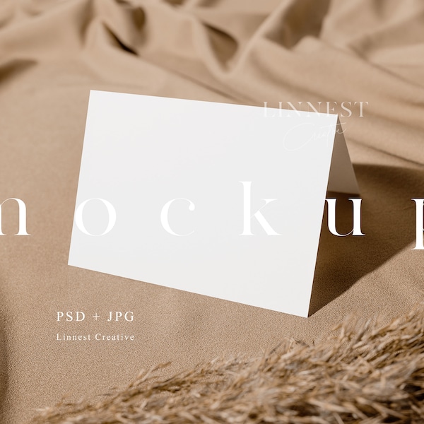 Horizontal Folded Card Mockup - Etsy