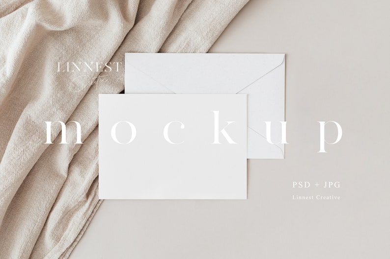 Landscape Card With Envelope Mockup Modern Greeting Card | Etsy