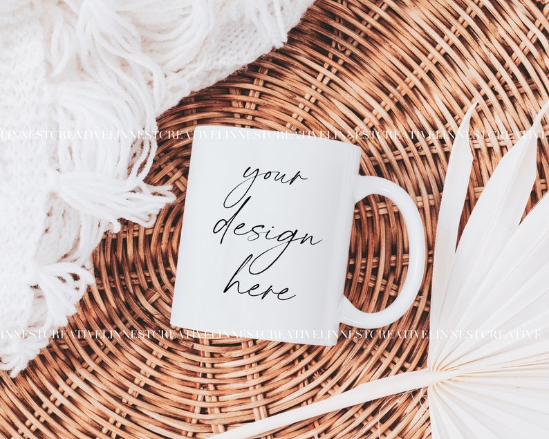 10 Boho White Coffee Mug Mockup Bundle, 11 Oz Mug Mock Ups, Cozy ...