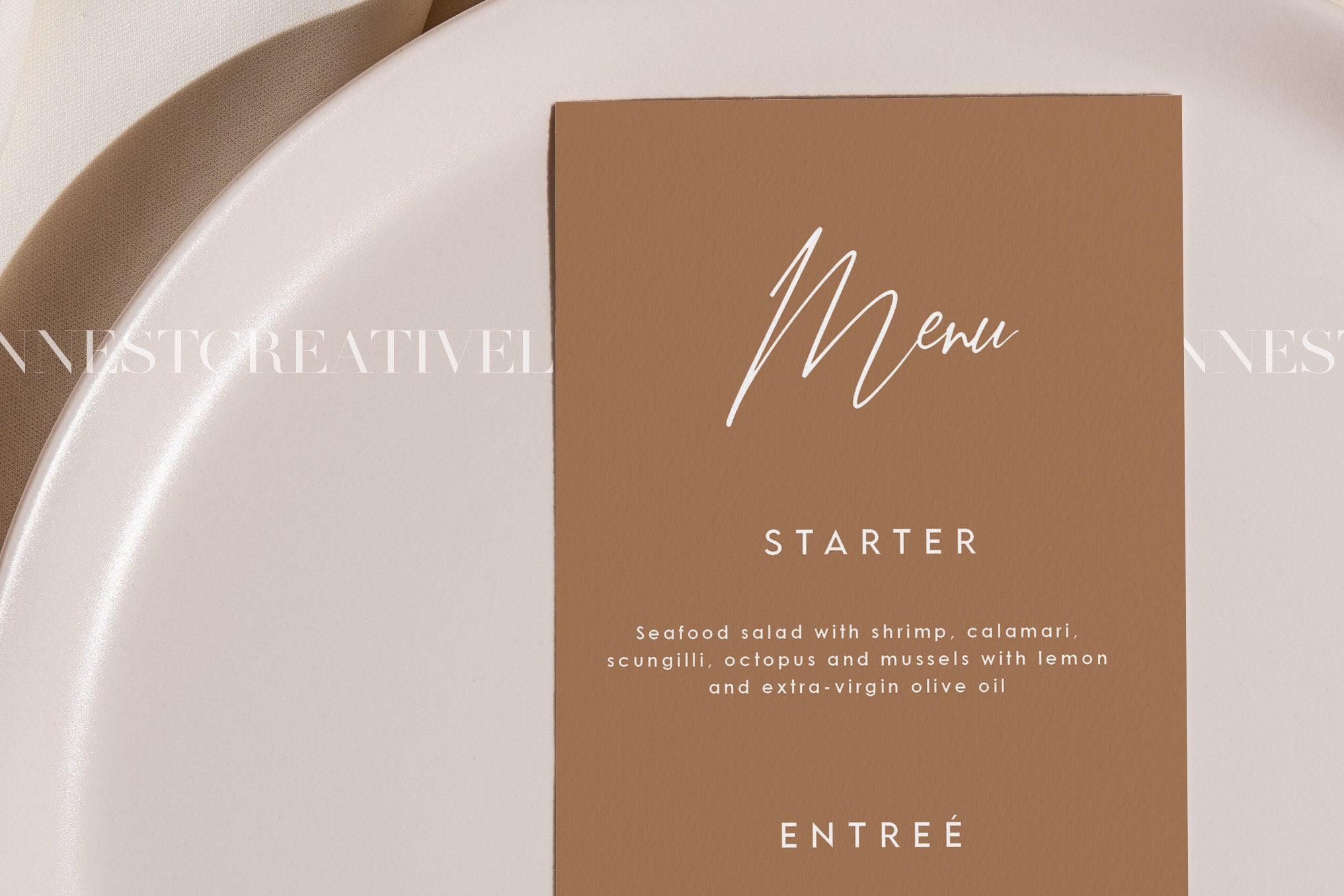 Wedding Menu Mockup Minimal Menu Mockup on Plate Wedding | Etsy