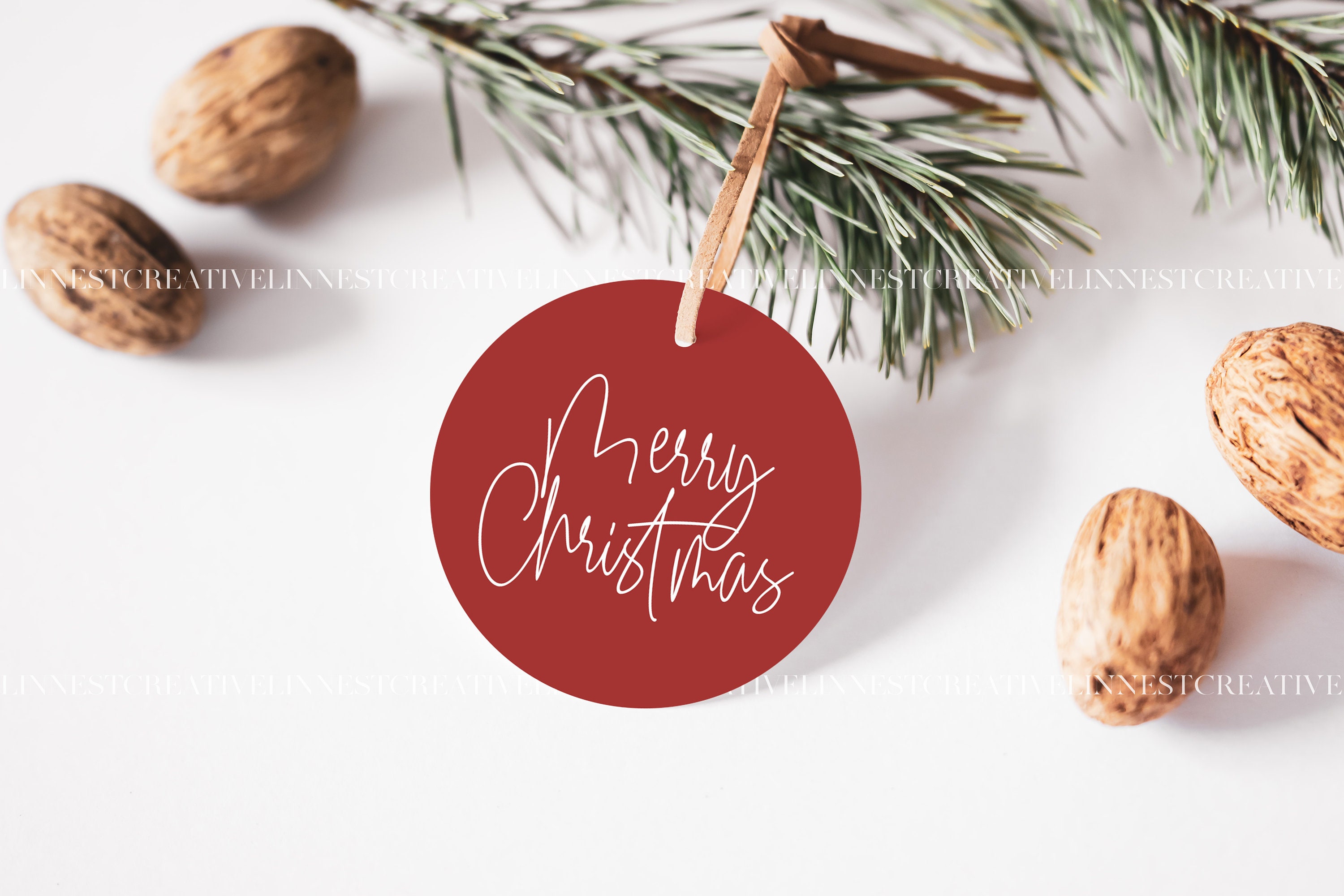 Round Christmas Gift Tag Mockup Holiday Tag Mockup Christmas - Etsy