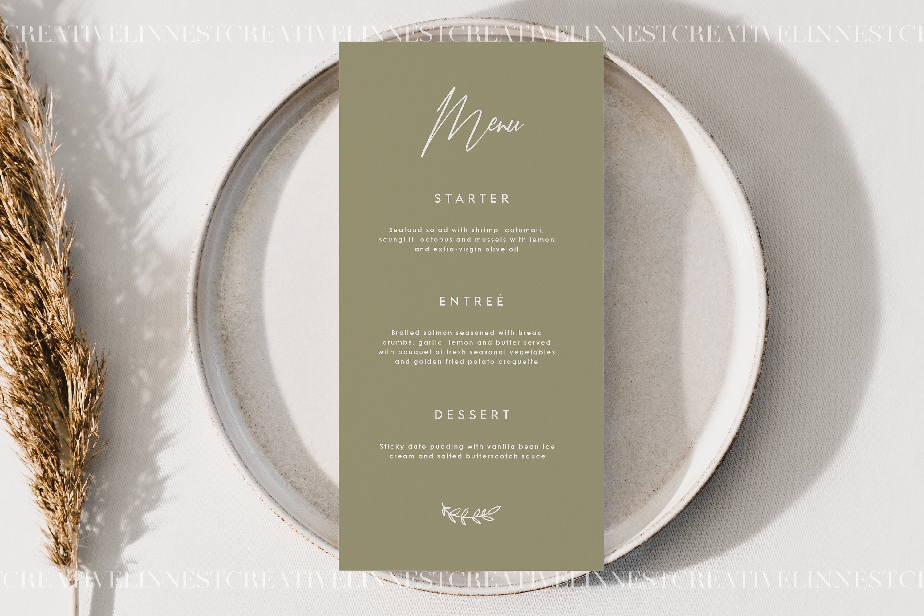 4x8 Menu mockup Minimalist neutral wedding menu mock up | Etsy