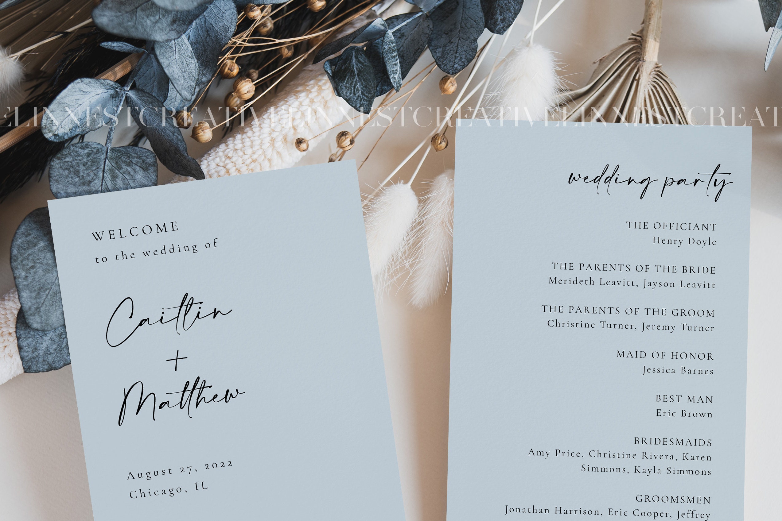 Minimal Wedding Program Mockup Modern Wedding Stationary | Etsy