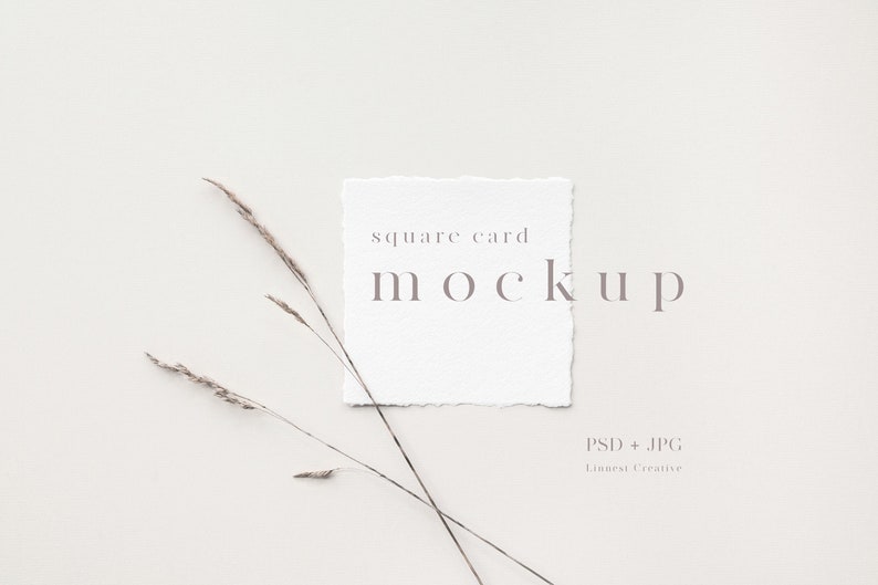 5x5 Square Card Mockup Deckle Edge Card Mockup | Etsy