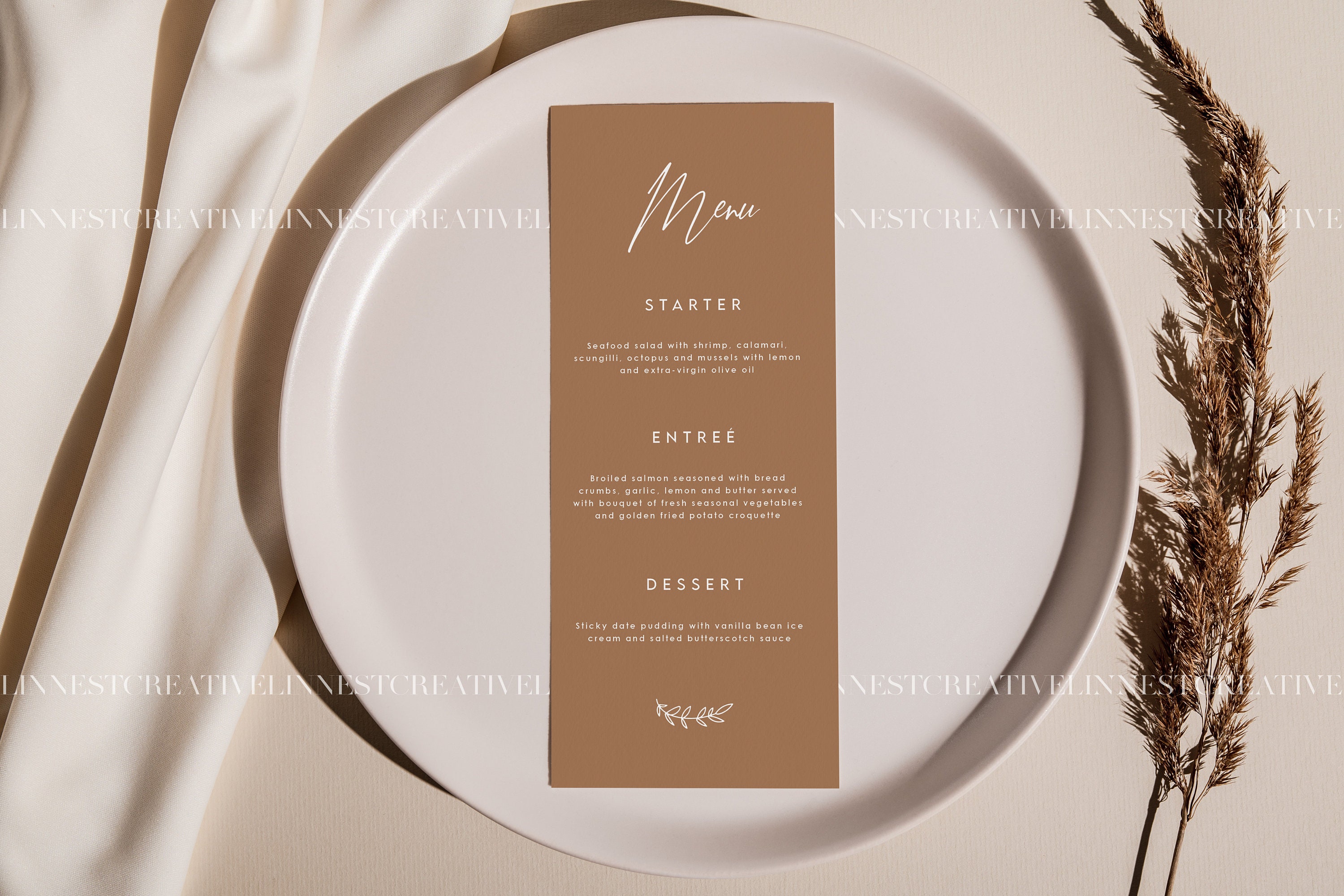 Wedding Menu Mockup Minimal Menu Mockup on Plate Wedding | Etsy