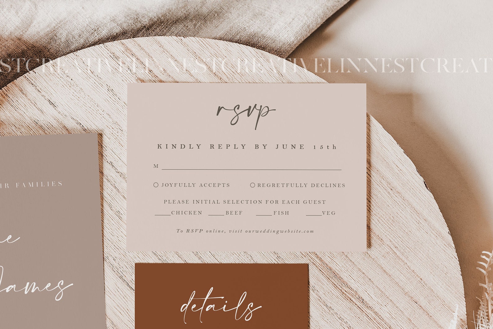 Double Invitation Suite Mock Up, Minimalist Wedding Mockup, Neutral ...