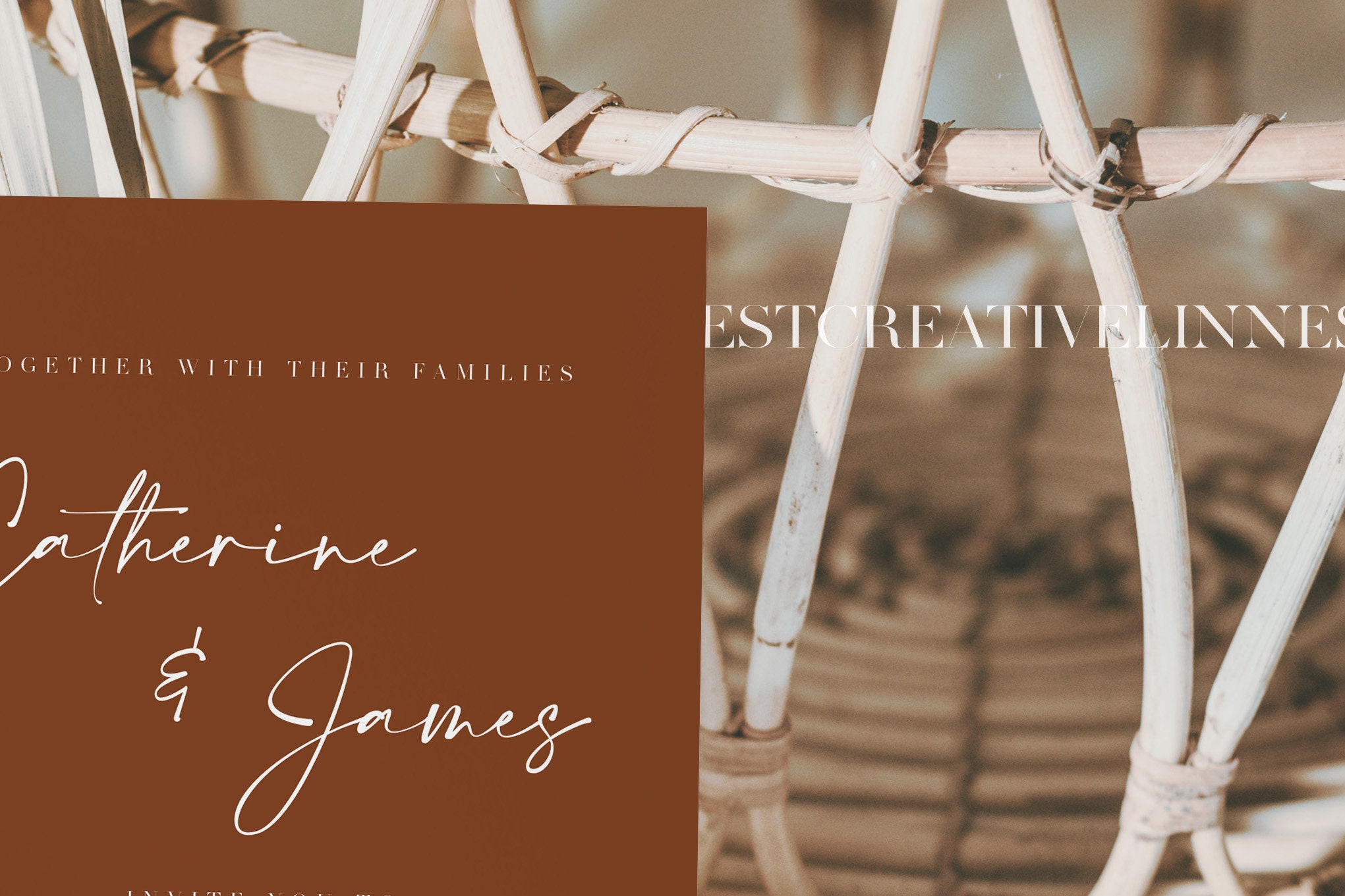 Sunny Boho Invite Mockup Neutral Card Mockup Invitation | Etsy