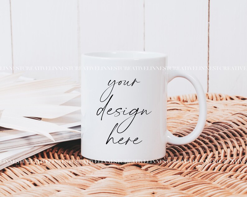 10 Boho White Coffee Mug Mockup Bundle, 11 Oz Mug Mock Ups, Cozy ...