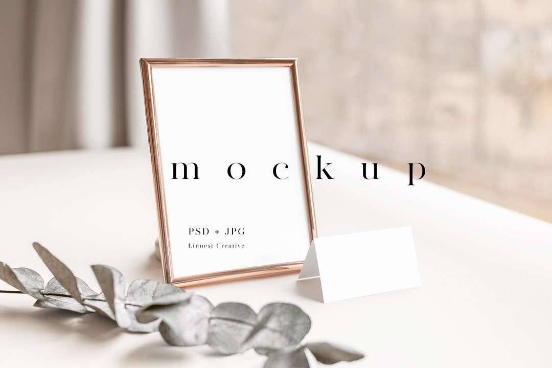 Table Number and Place Card Mockup, Modern Name Card Mockup, Wedding ...