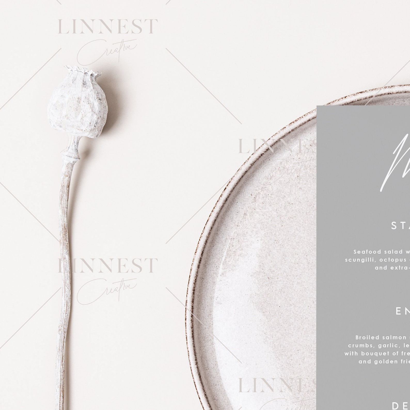 4x8 Inch Menu Mockup, Minimal Wedding Menu Mockup, Wedding Stationery ...
