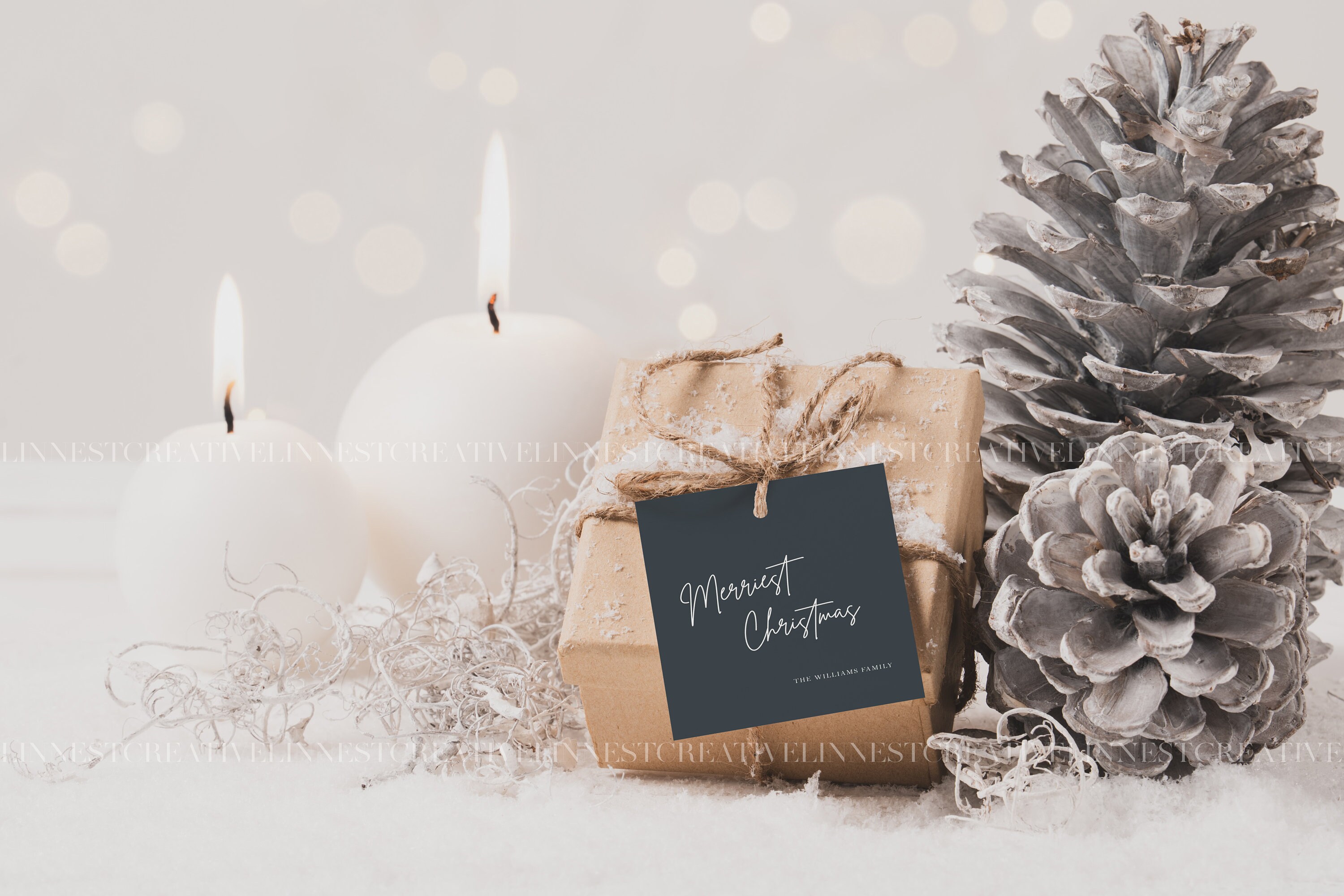 White Square Christmas Tag Mockup Holiday Gift Tag Mock up | Etsy