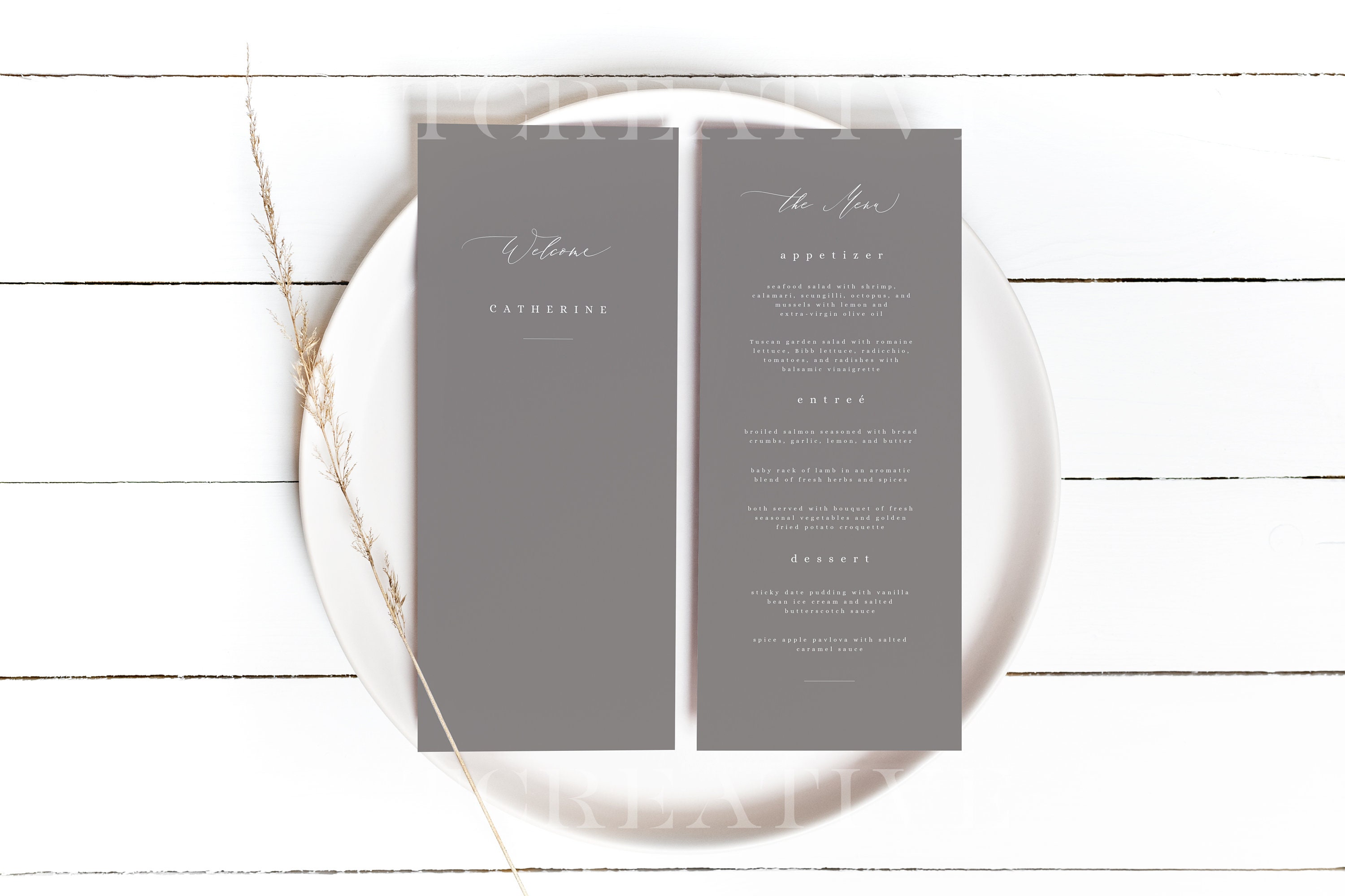 Double Sided Menu Mockup Minimalist Wedding Menu Mockup | Etsy