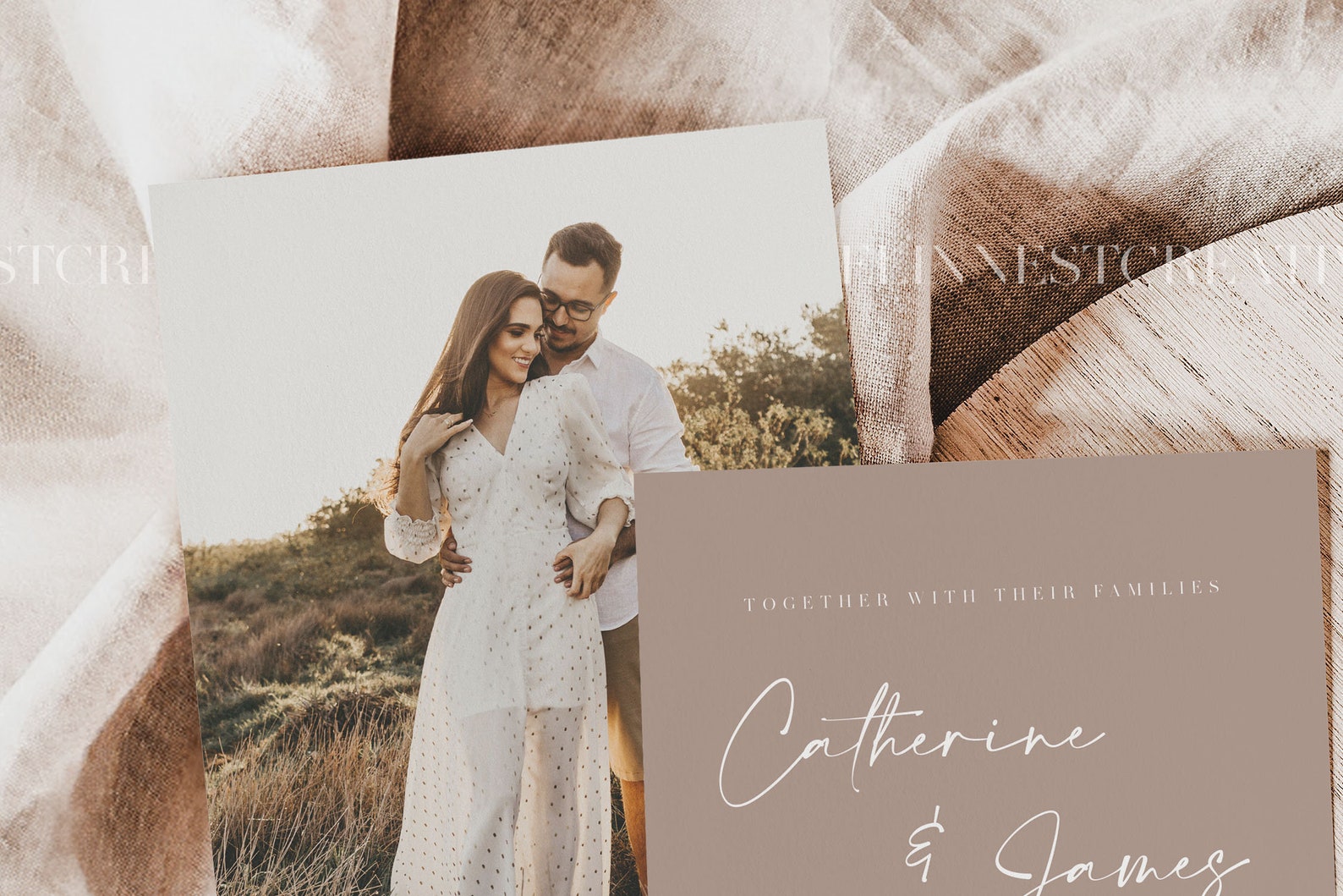 Double Invitation Suite Mock Up, Minimalist Wedding Mockup, Neutral ...