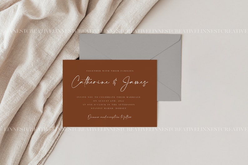 Landscape Card With Envelope Mockup Modern Greeting Card | Etsy