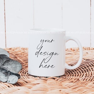 10 Boho White Coffee Mug Mockup Bundle, 11 Oz Mug Mock Ups, Cozy ...