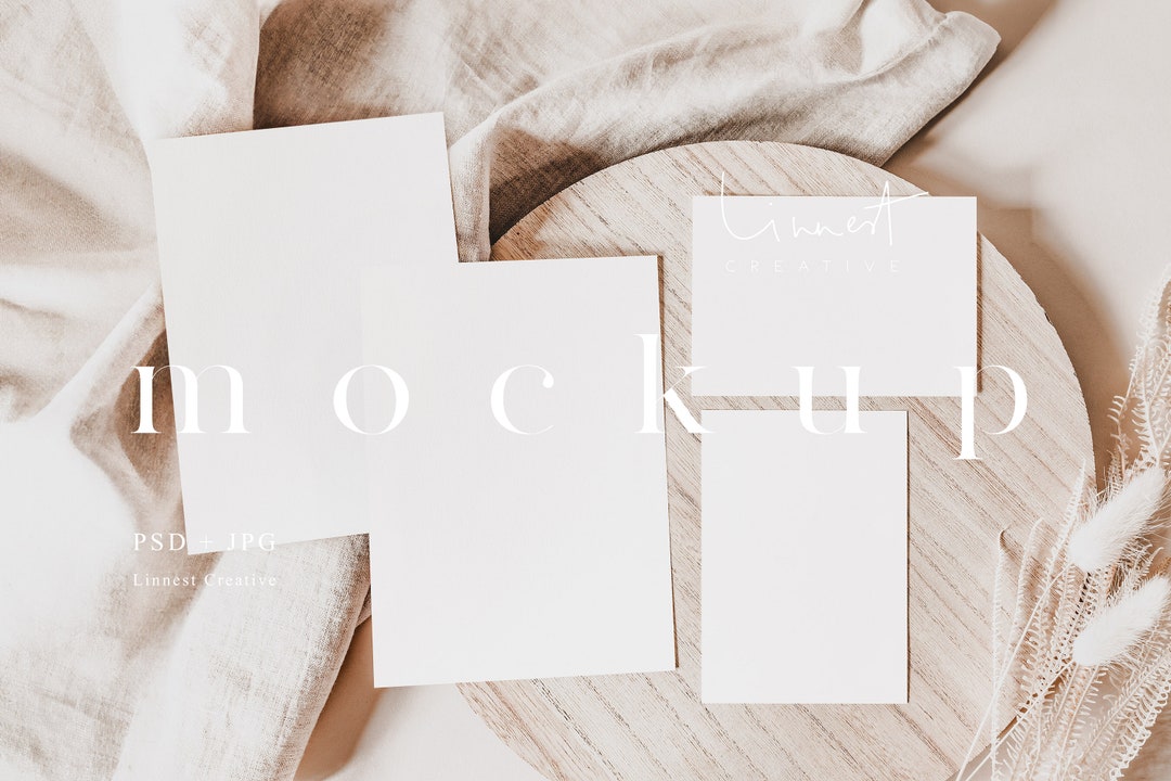 Double Invitation Suite Mock Up, Minimalist Wedding Mockup, Neutral ...
