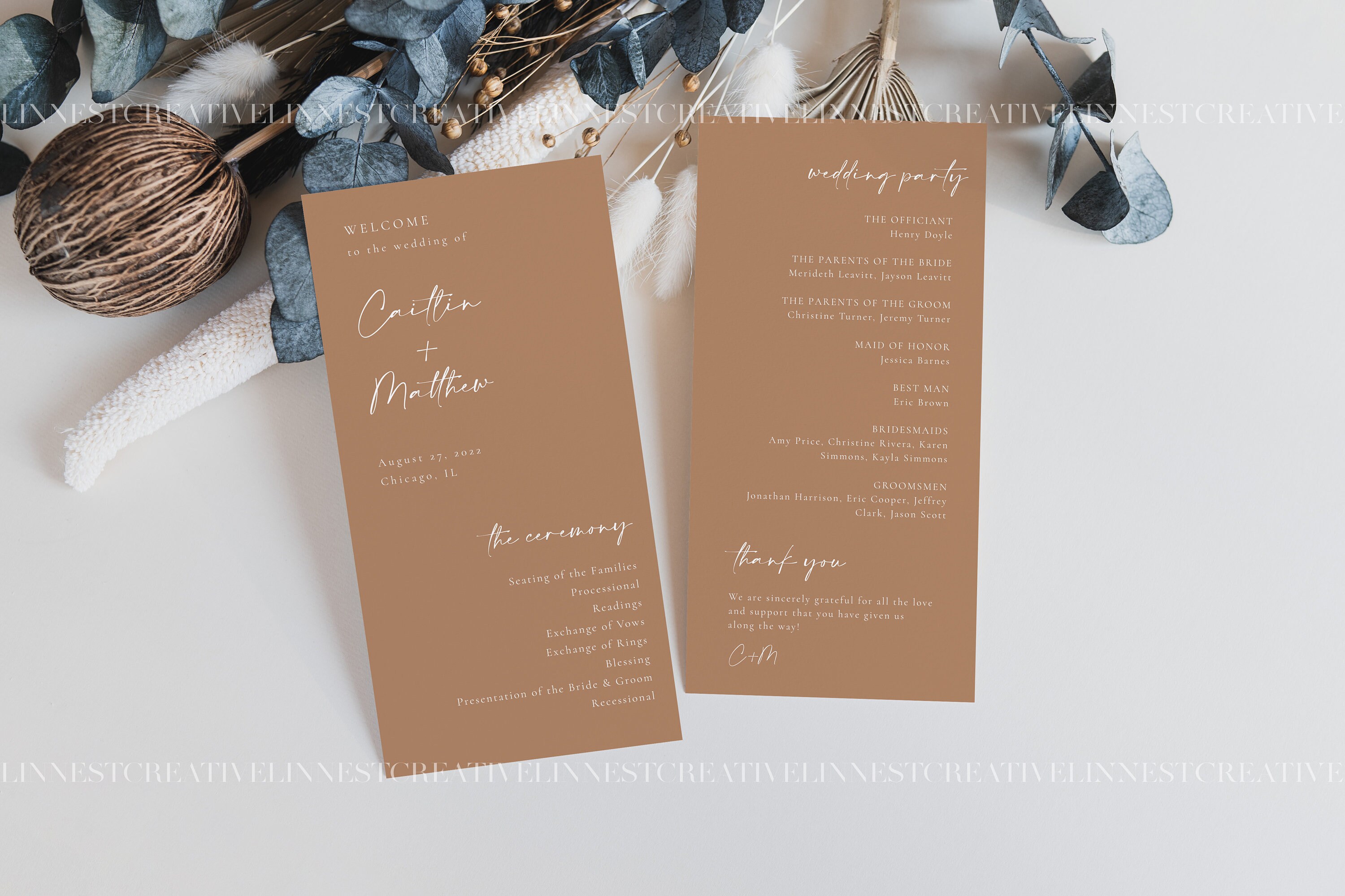 Minimal Wedding Program Mockup Modern Wedding Stationary | Etsy