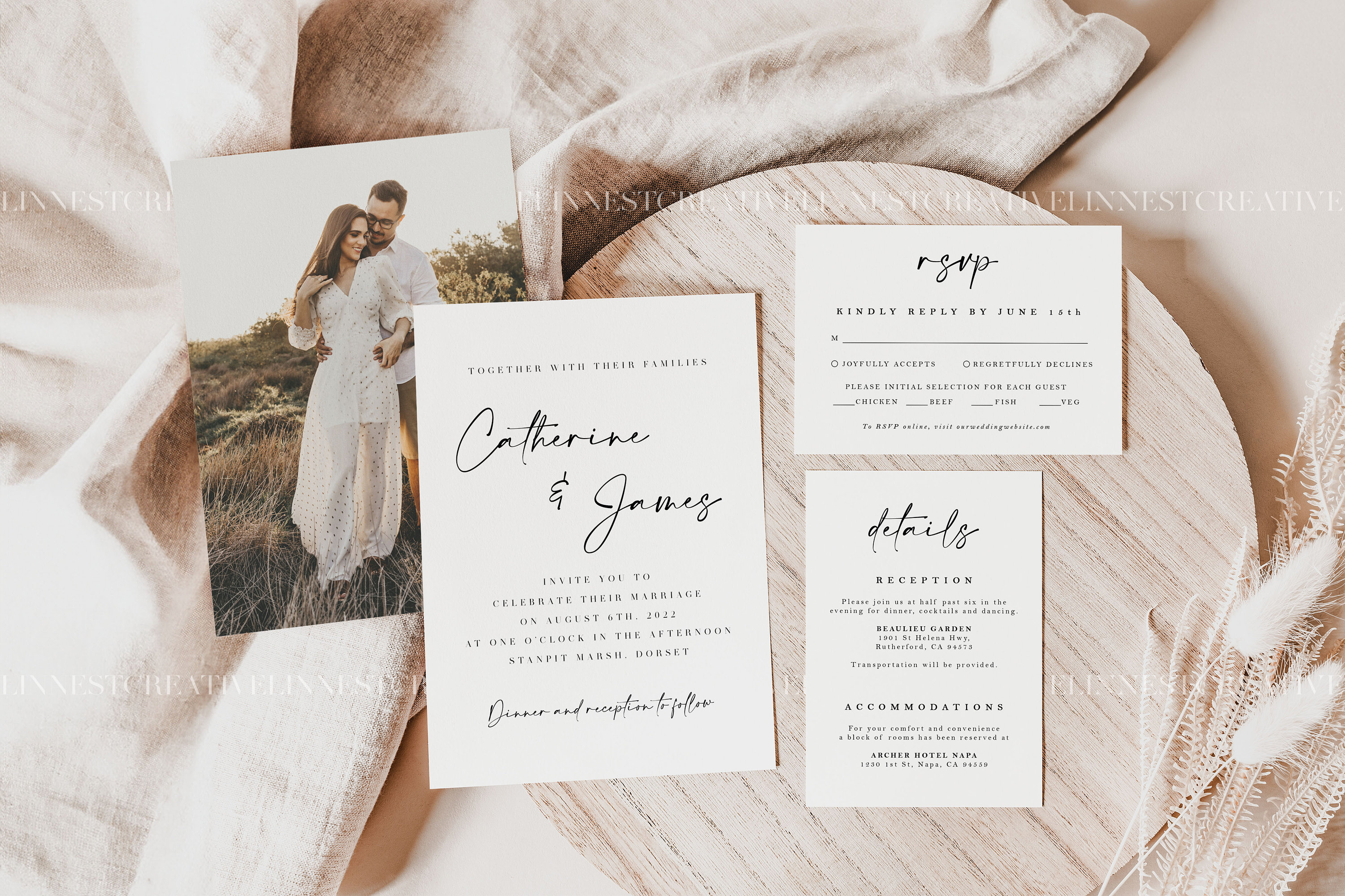 Double Invitation Suite Mock Up, Minimalist Wedding Mockup, Neutral ...