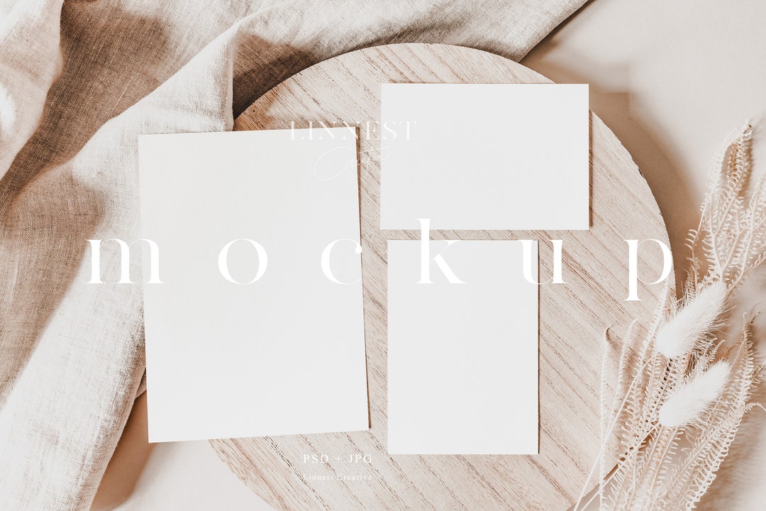 Invitation Suite Mock Up, Minimalist Wedding Mockup, Neutral Card ...