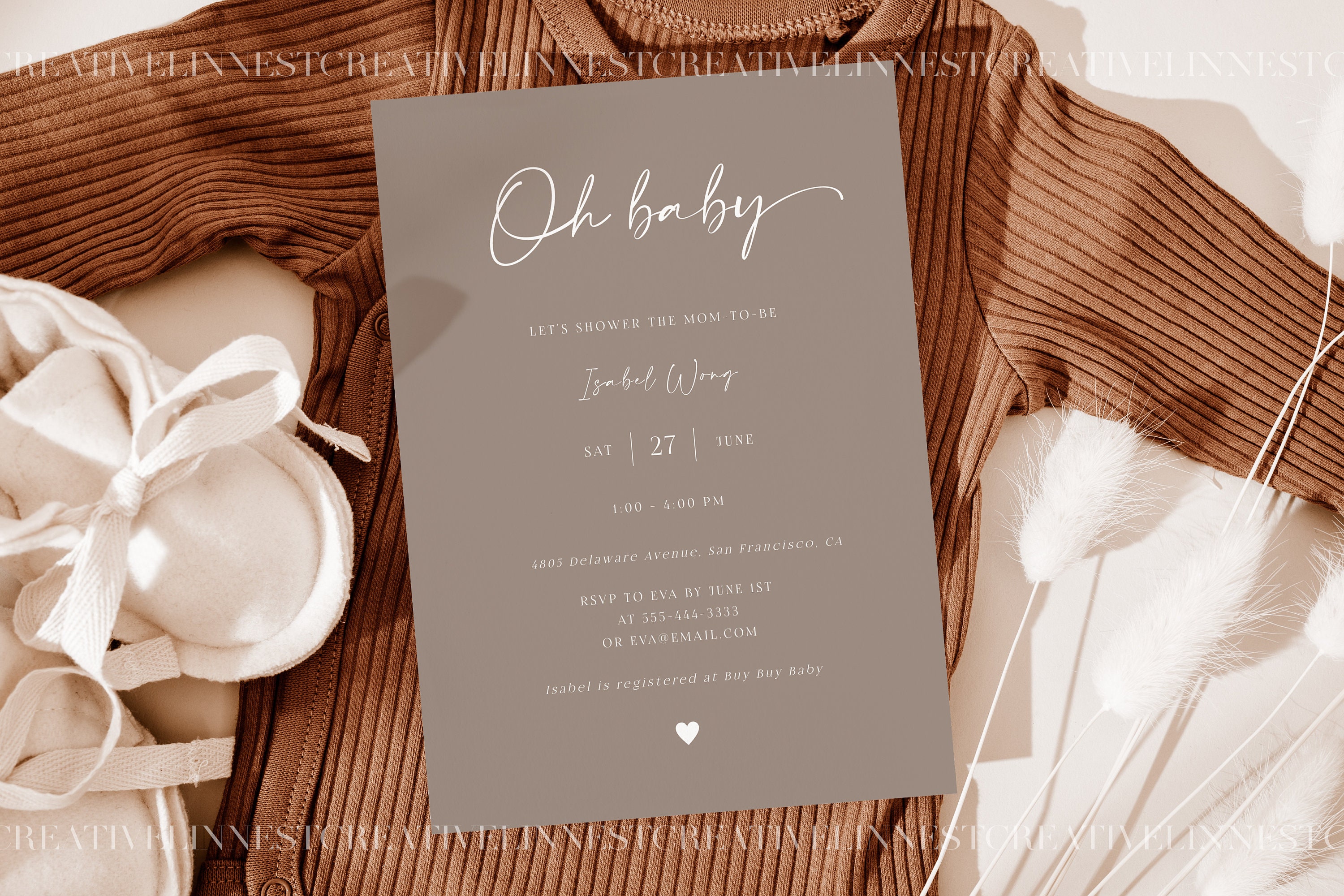 Baby shower invite mockup 5x7 card mockup Gender neutral | Etsy