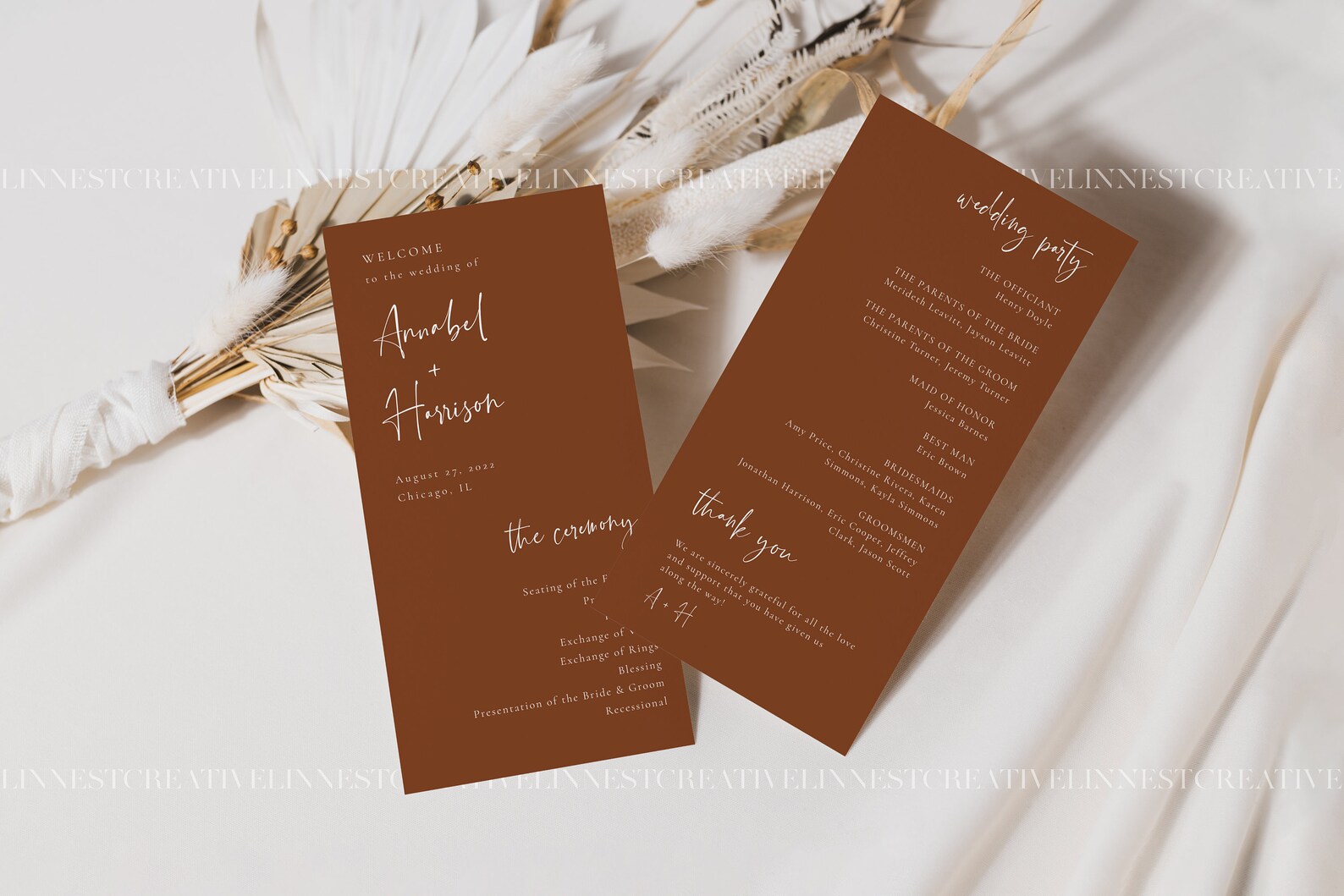 Earthy Wedding Program Mockup Boho Wedding Stationary Mockup - Etsy