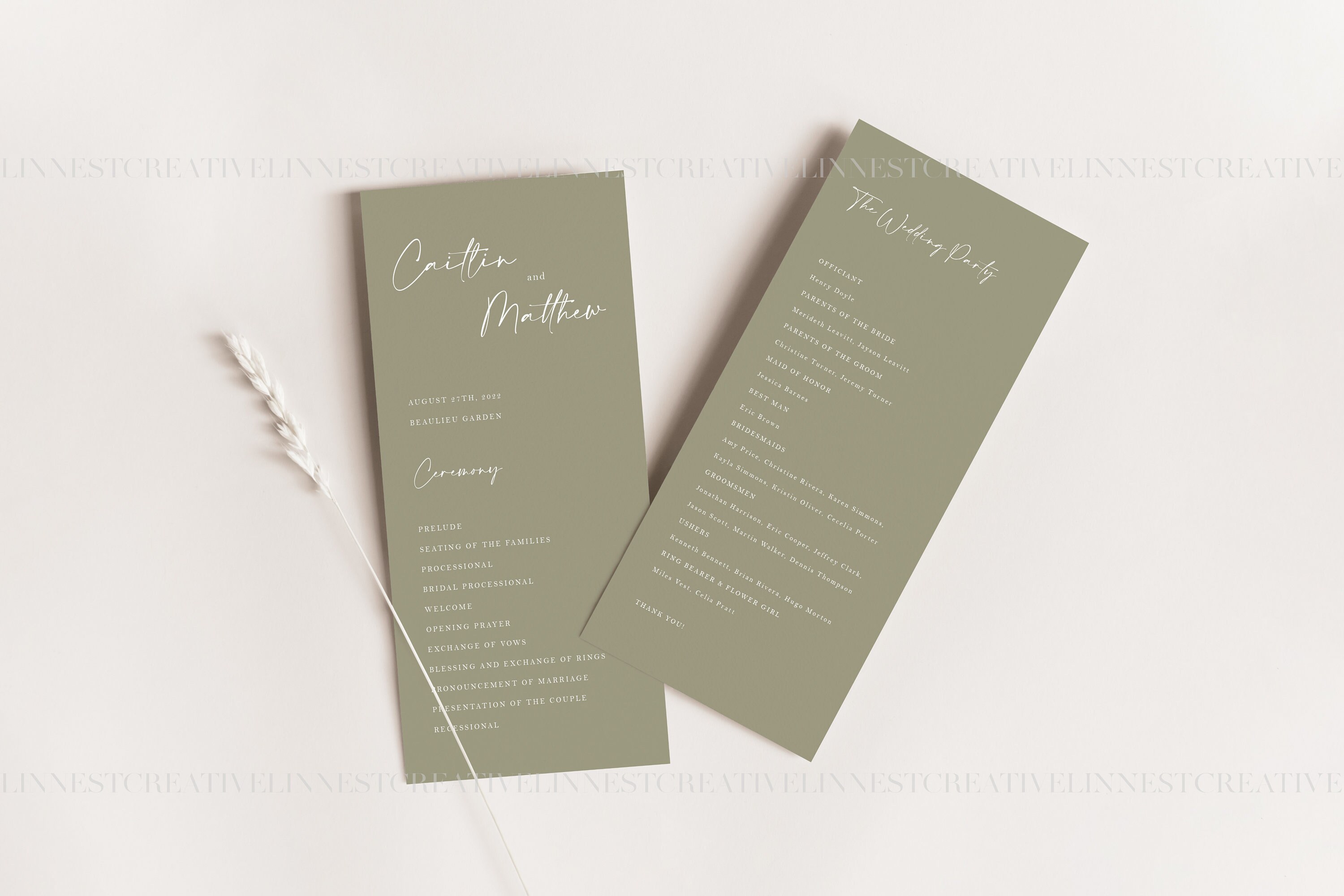 4x9 Minimal Wedding Program Mockup Modern Wedding - Etsy
