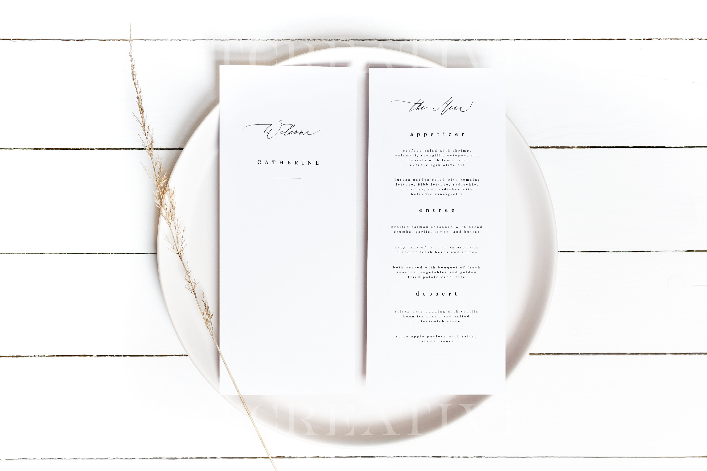 Double Sided Menu Mockup Minimalist Wedding Menu Mockup | Etsy