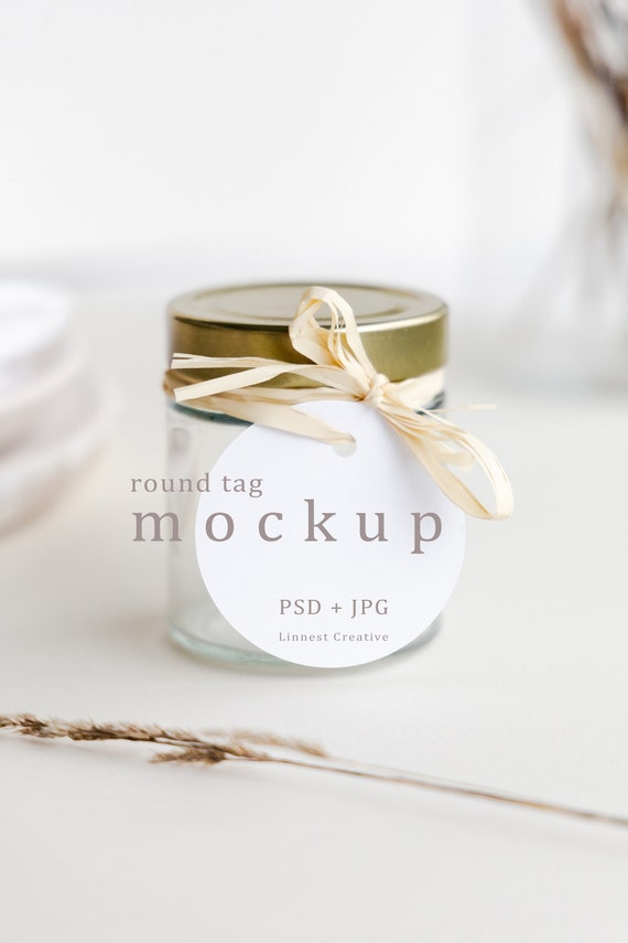 Round Gift Tag Mockup Favor Tag Mockup Blank Round Label - Etsy