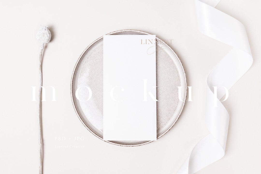 4x8 Inch Menu Mockup, Minimal Wedding Menu Mockup, Wedding Stationery ...