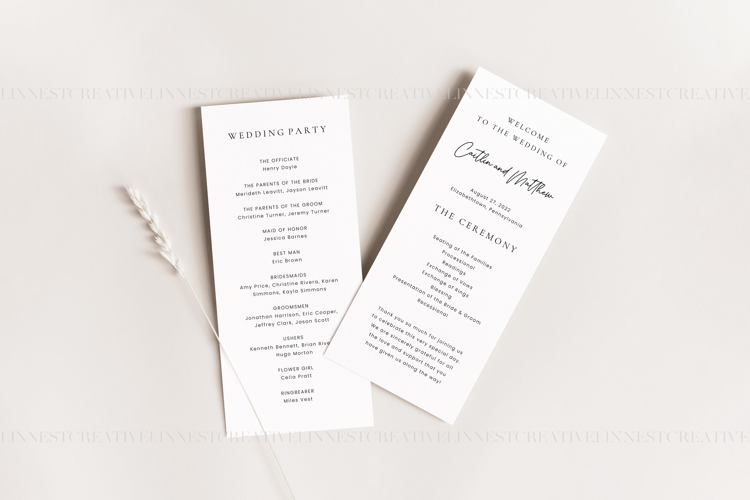 4x9 Minimal Wedding Program Mockup Modern Wedding - Etsy