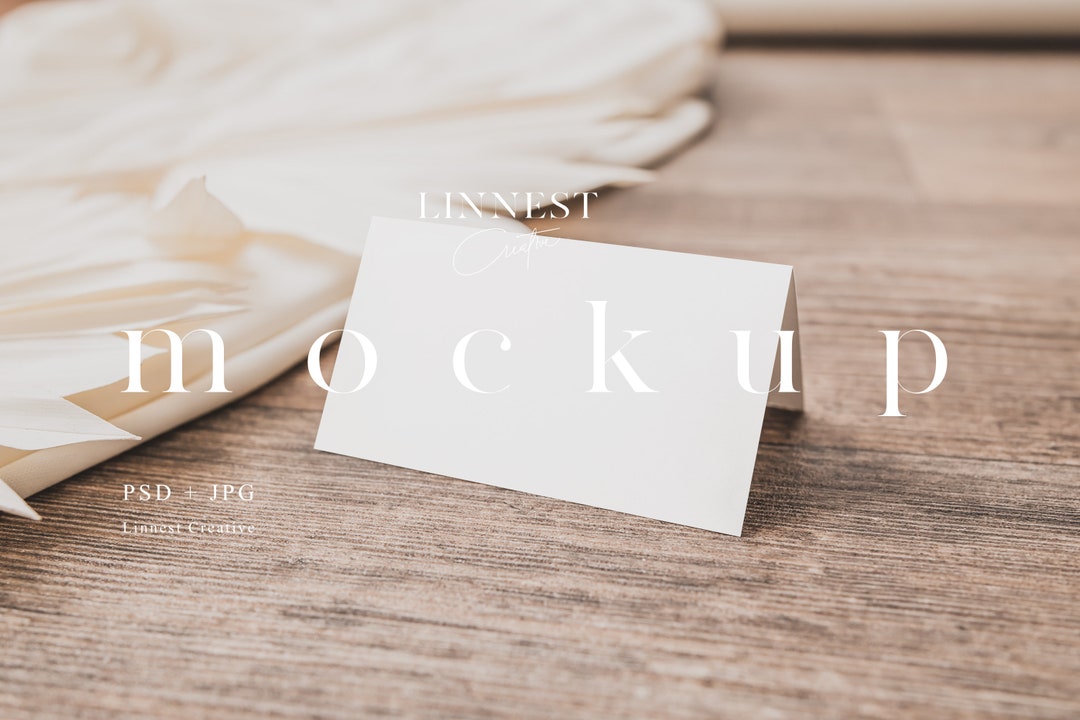 Folded Place Card Mockup, Tent Fold Card Mockup, Wedding Mockup, Blank ...